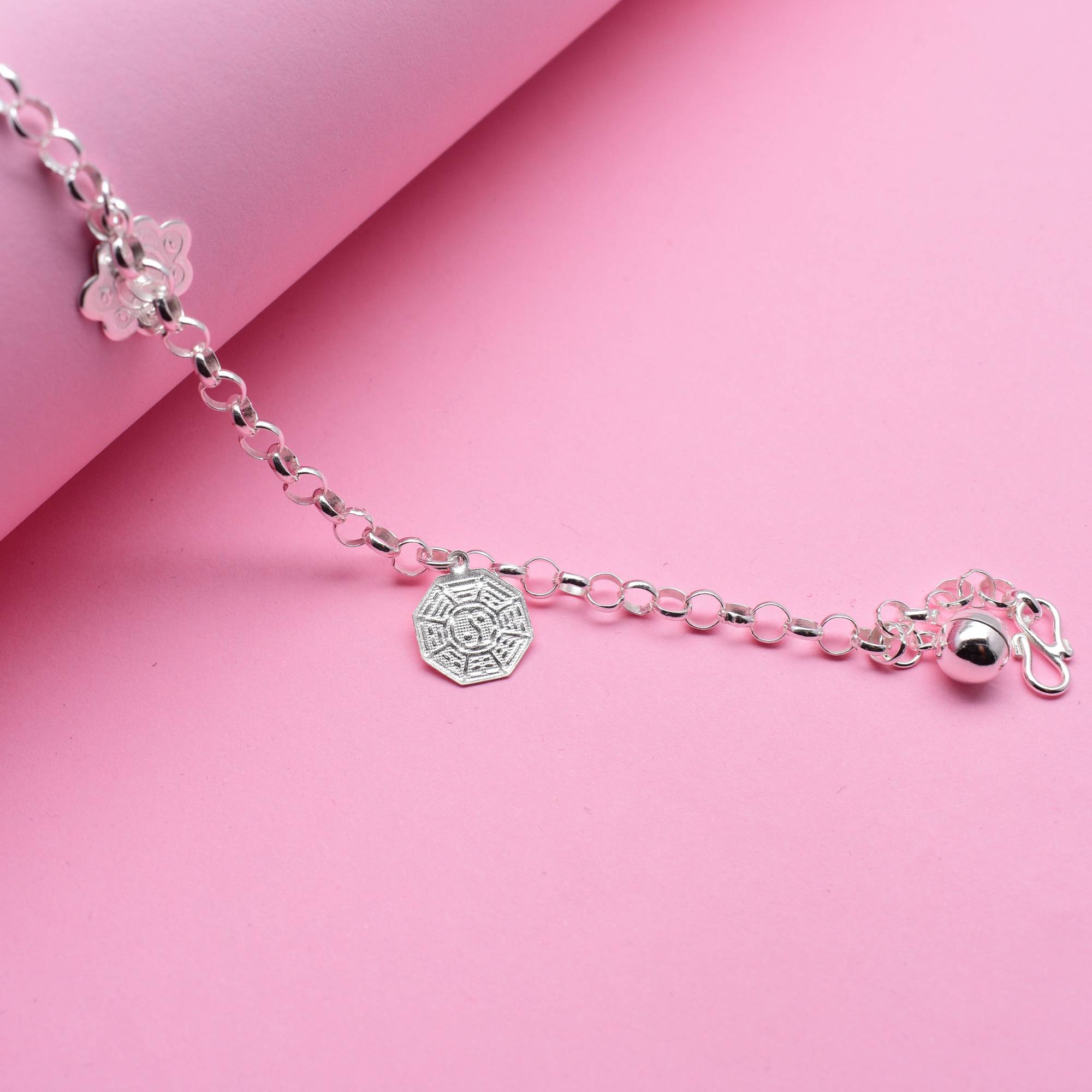 Sera 925 Sterling Silver Eight Treasures Charm Kid Baby Bracelet