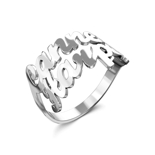 Custom Made 925 Silver Personalized Double Layer Name Ring