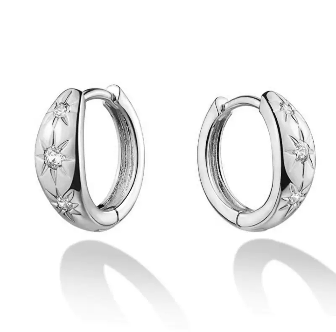 SERA 925 STERLING SILVER HOOP LADIES EARRINGS ER069