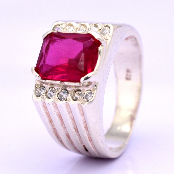 925 Sterling Silver Ruby Men Ring MRJ191-Ruby-OE