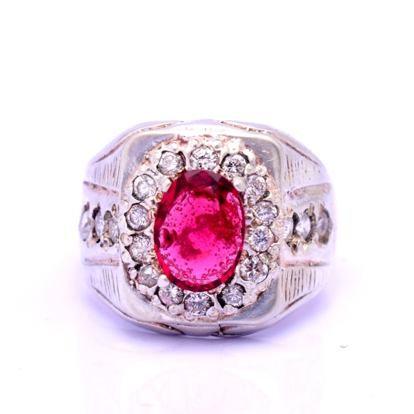 Sera 925 Sterling Silver Ruby Men Ring S-MRJ190-Ruby-OU